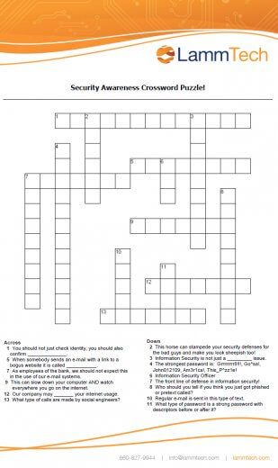 Security Awareness Crossword Puzzle - LammTech